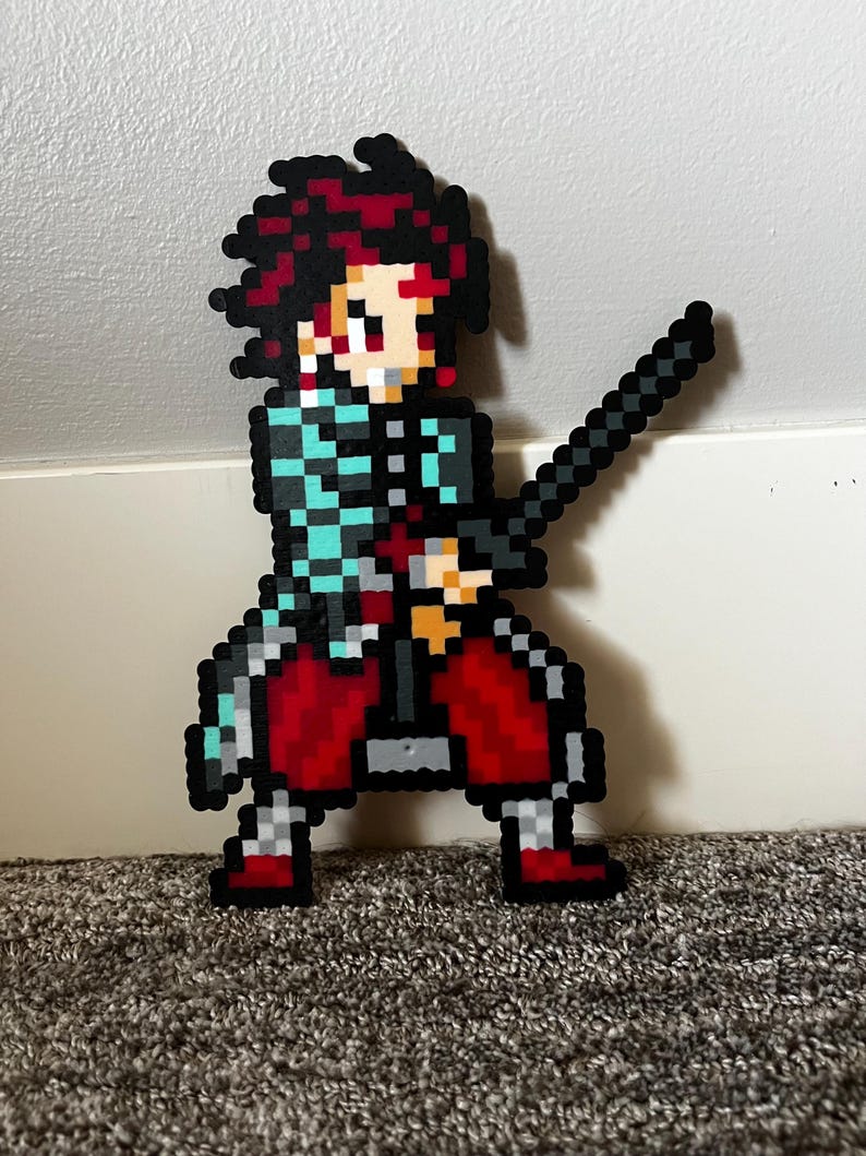 Demon Slayer - Tanjiro Perler Bead Pixel Art - Etsy