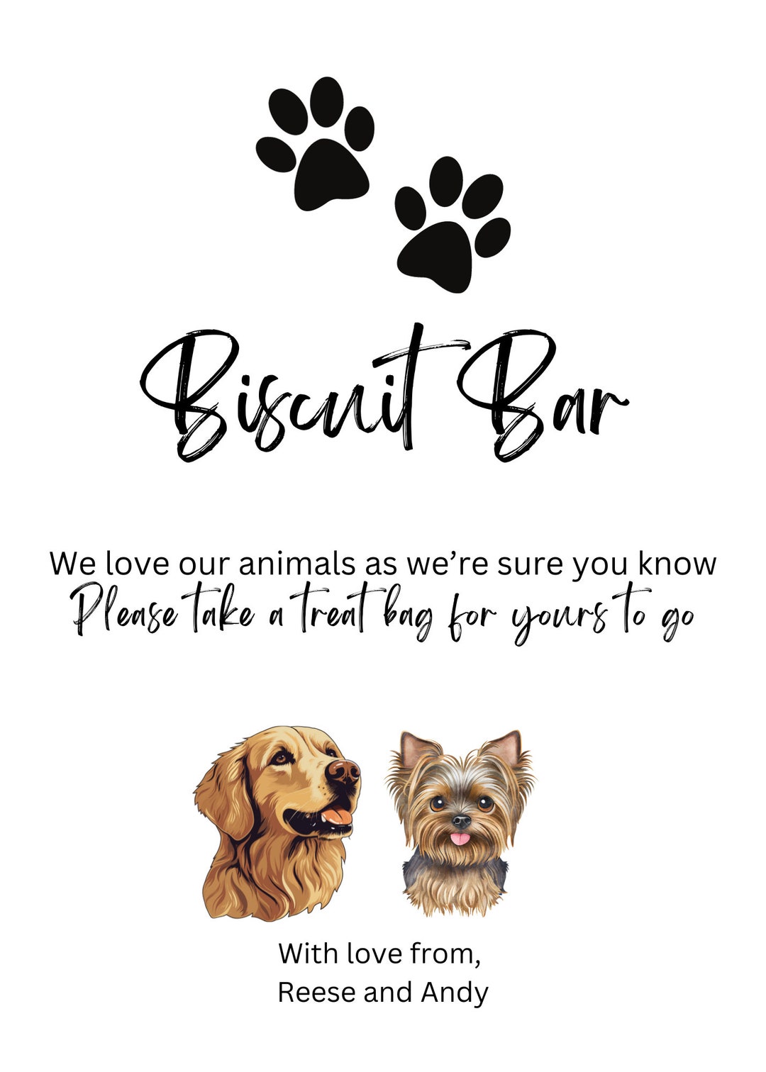 Biscuit Bar Wedding Favors Customize Dogs and Names - Etsy