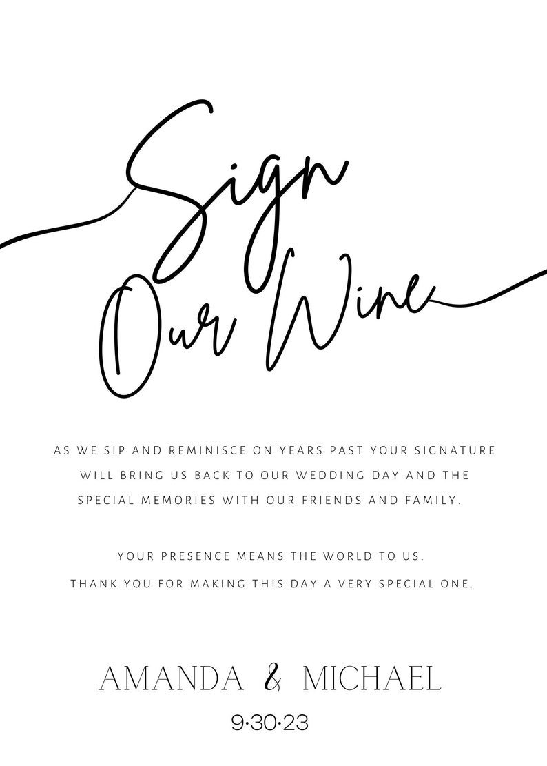 Sign Our Wine Sign for Wedding/ Anniversary - Etsy