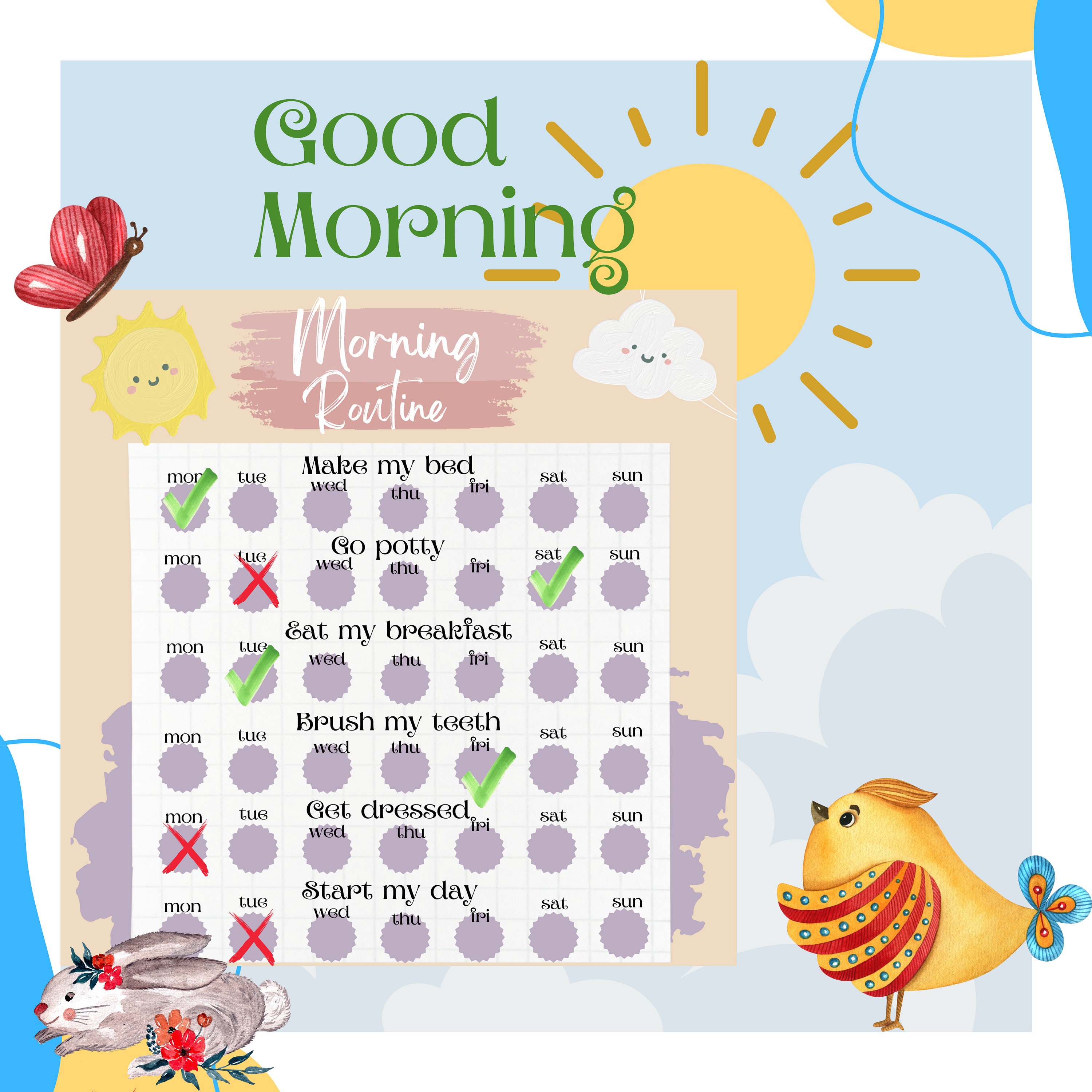 Daily Morning Routine for Kids , Planner - Etsy