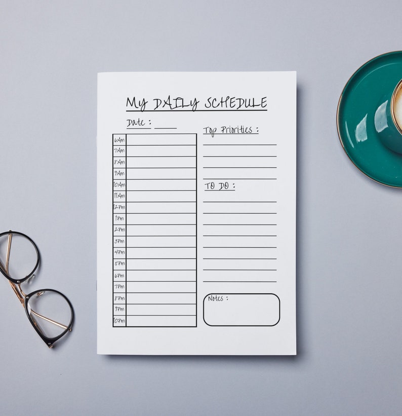 Daily Printable and Fillable Planner Simple Daily Schedule - Etsy