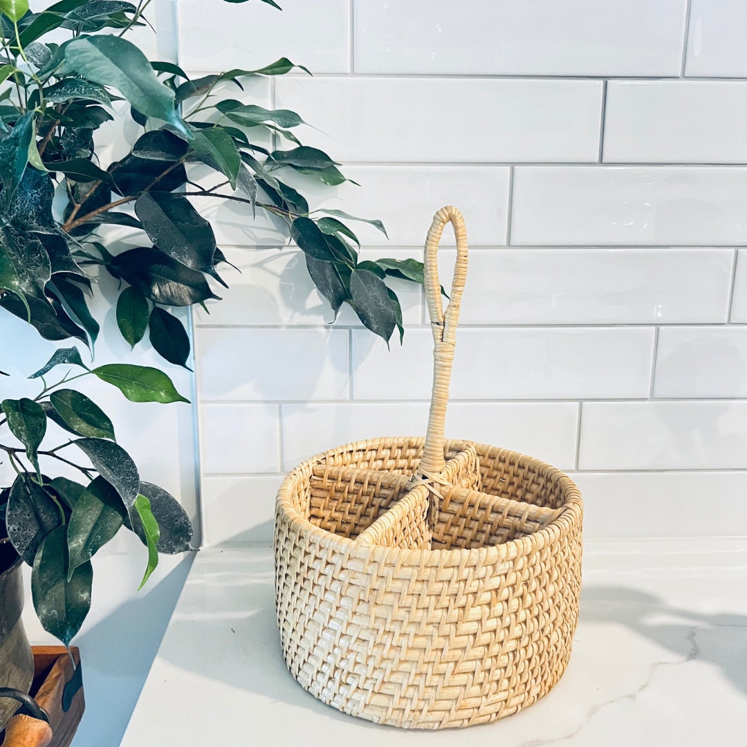 Rattan Condiment Holder/cutlery Holder - Etsy