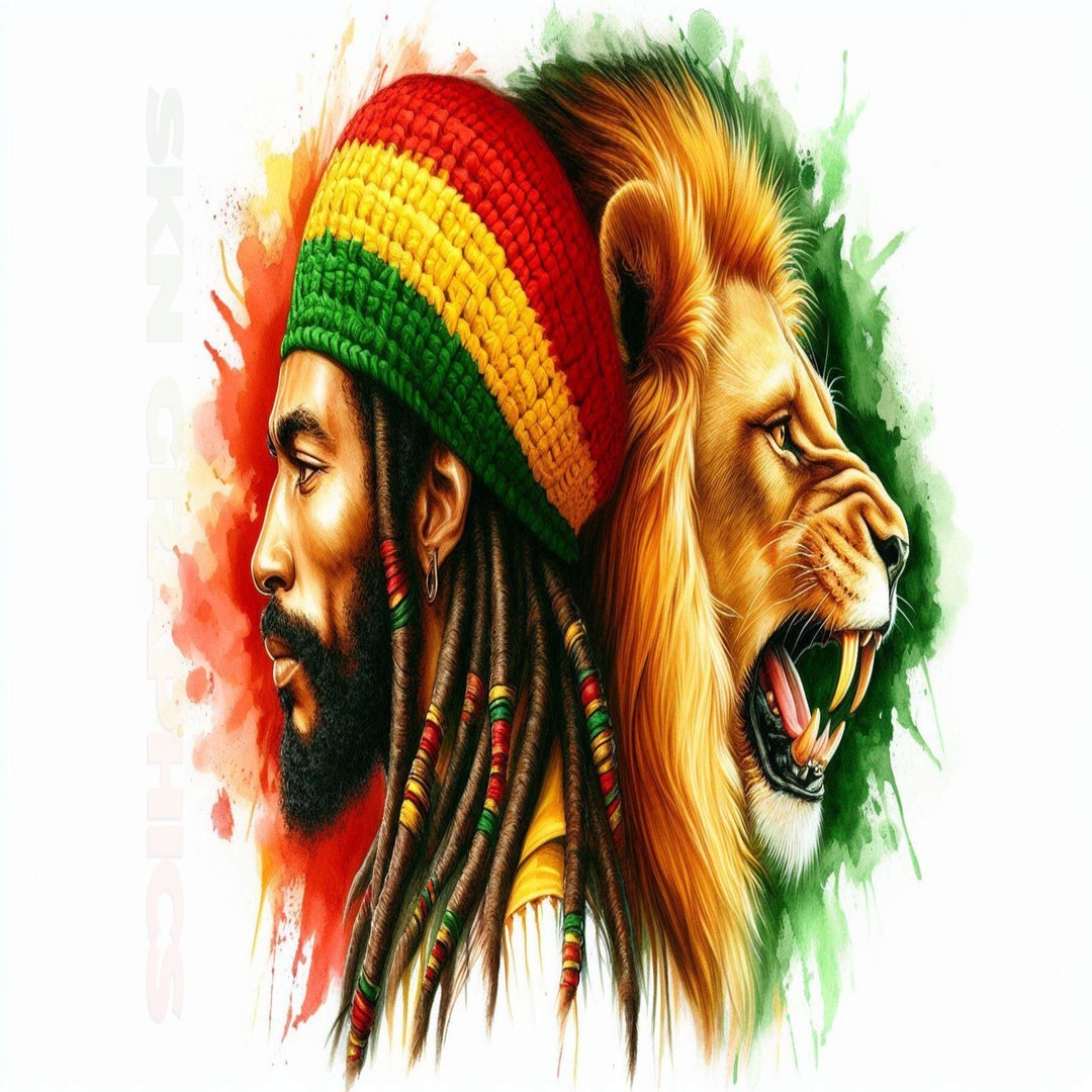 Rasta and Lion Ai Art Rastaman Abstract Painting Printable Art AI Art ...