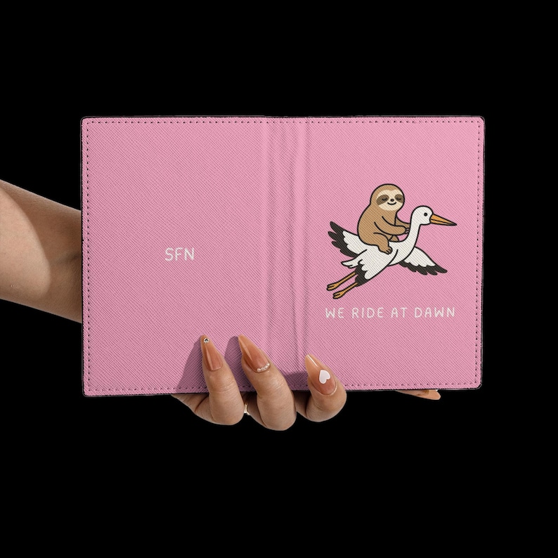 Custom Passport Wallet, We Ride at Dawn, Funny Frog Sloth Capybara ...