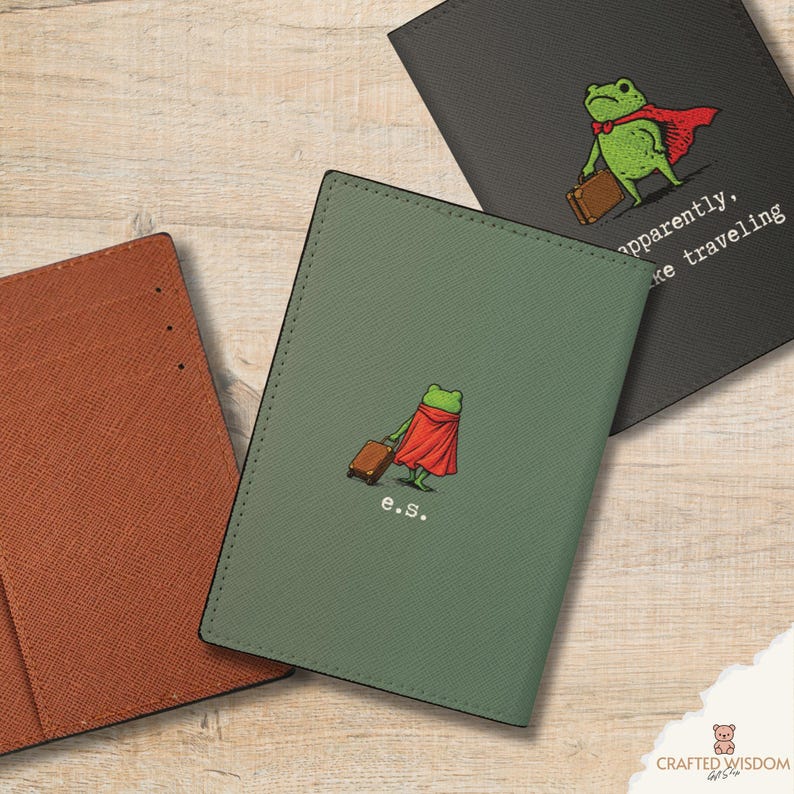 Custom Passport Wallet, Apperently I Like Traveling Frog, Retro Leather ...