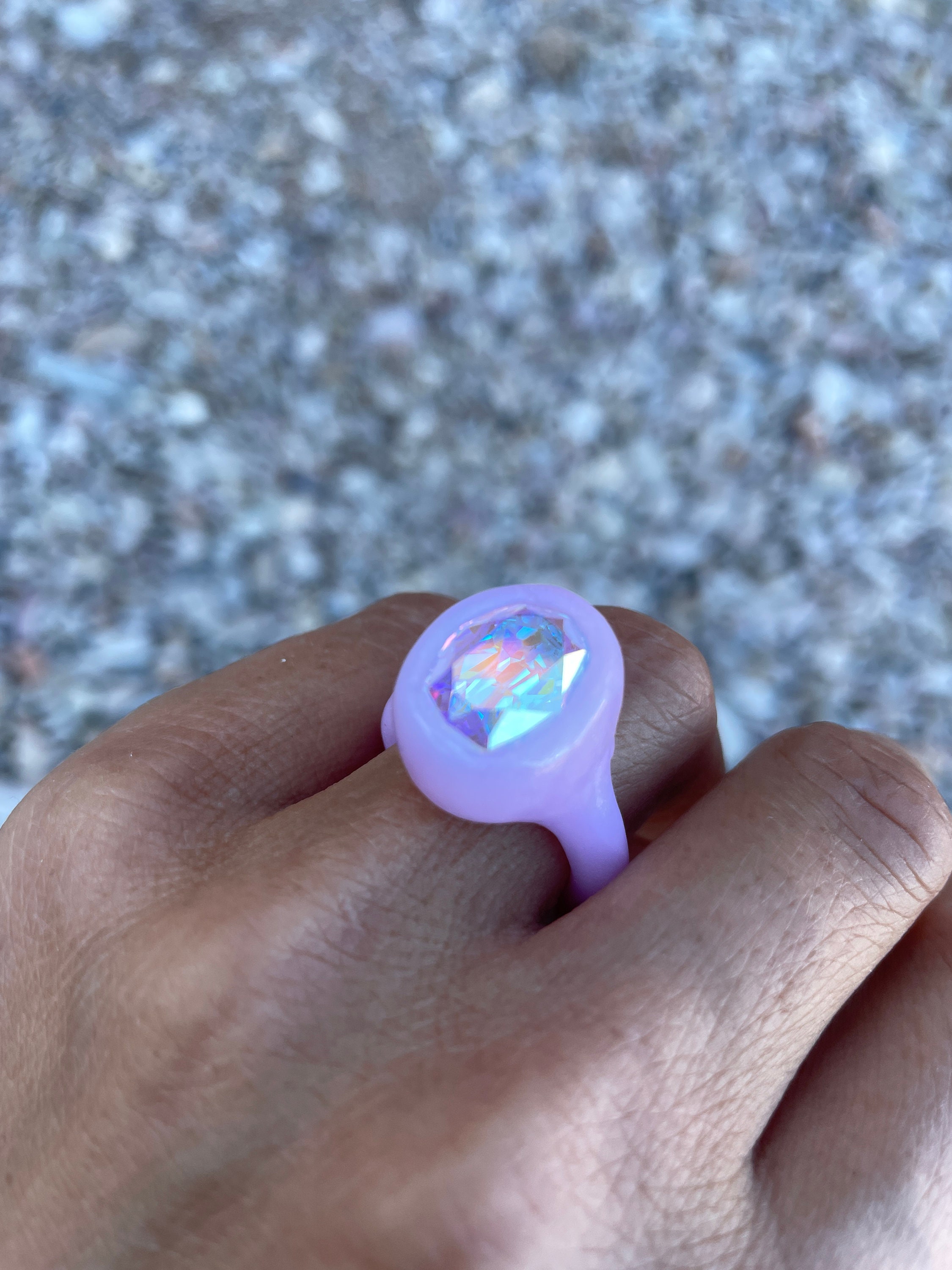 Soft Pink Bubblegum Unicorn Dreamy Pink Handcrafted Clay Ring With Opalescent Swarovski Crystal ...