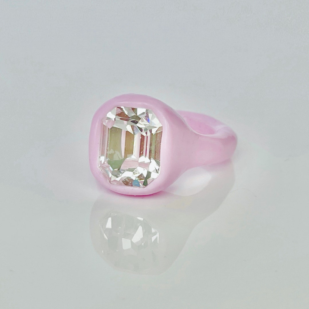Soft Pastel Pink Bubble Gum Pink Chunky Statement Handcrafted Ring With ...