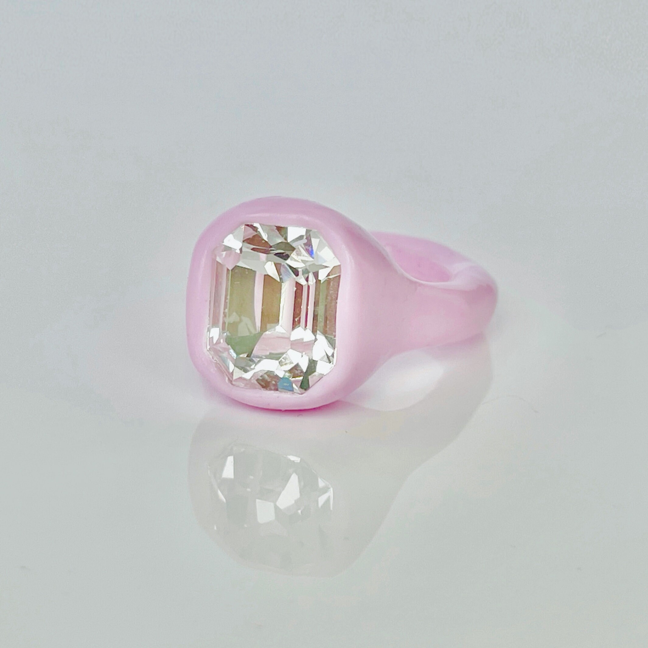 Soft Pastel Pink Bubble Gum Pink Chunky Statement Handcrafted Ring With ...