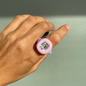 Soft Pastel Pink Bubble Gum Pink Chunky Statement Handcrafted Ring With ...