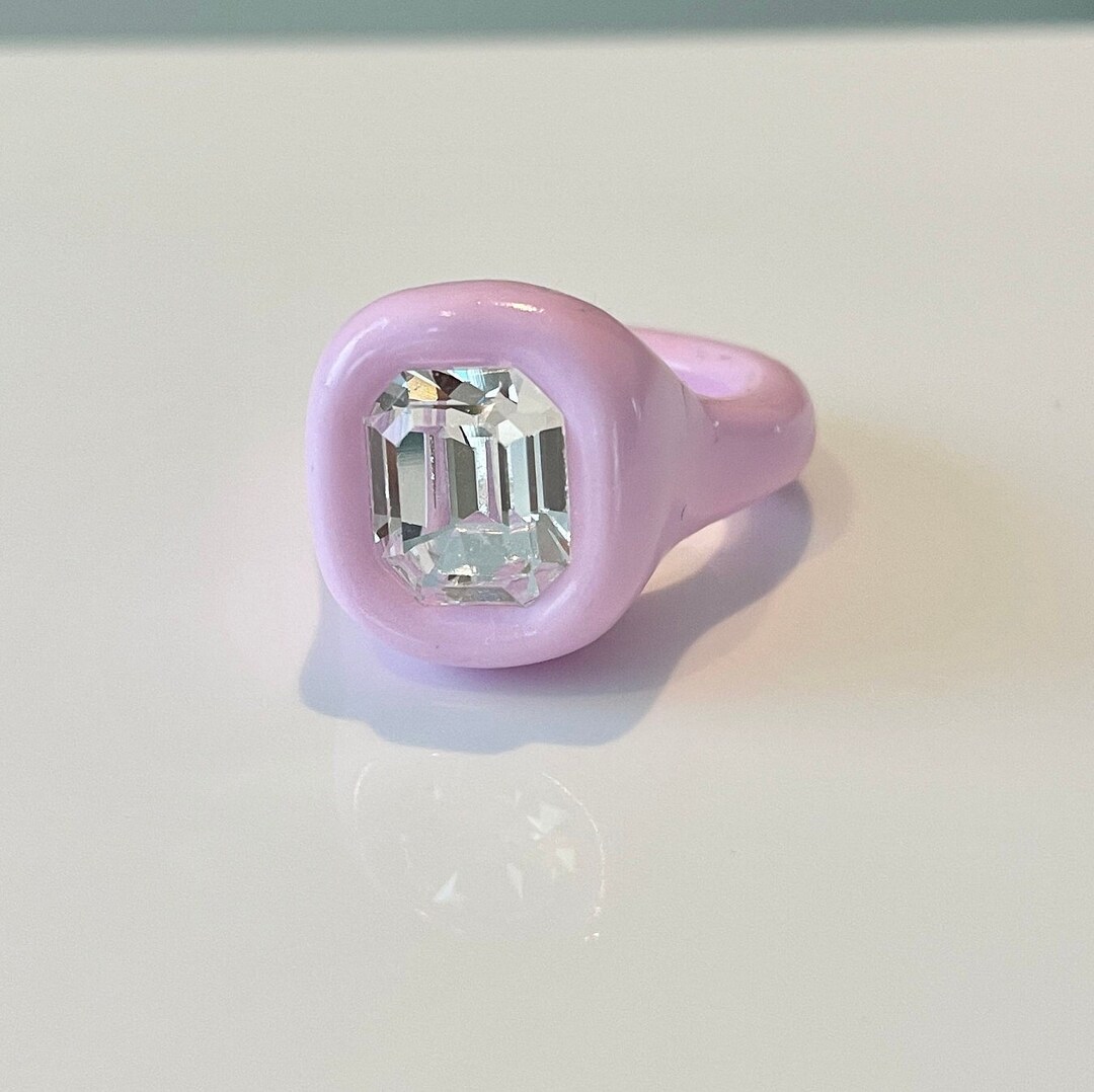 Soft Pastel Pink Bubble Gum Pink Chunky Statement Handcrafted Ring With ...