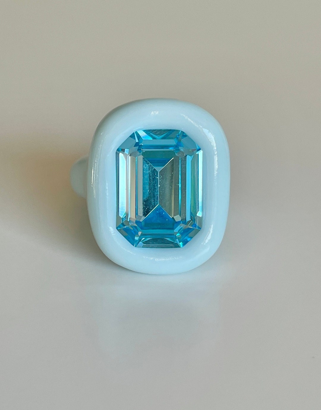 Light Blue Baby Blue Hand Sculpted Chunky Statement Crystal Polymer ...