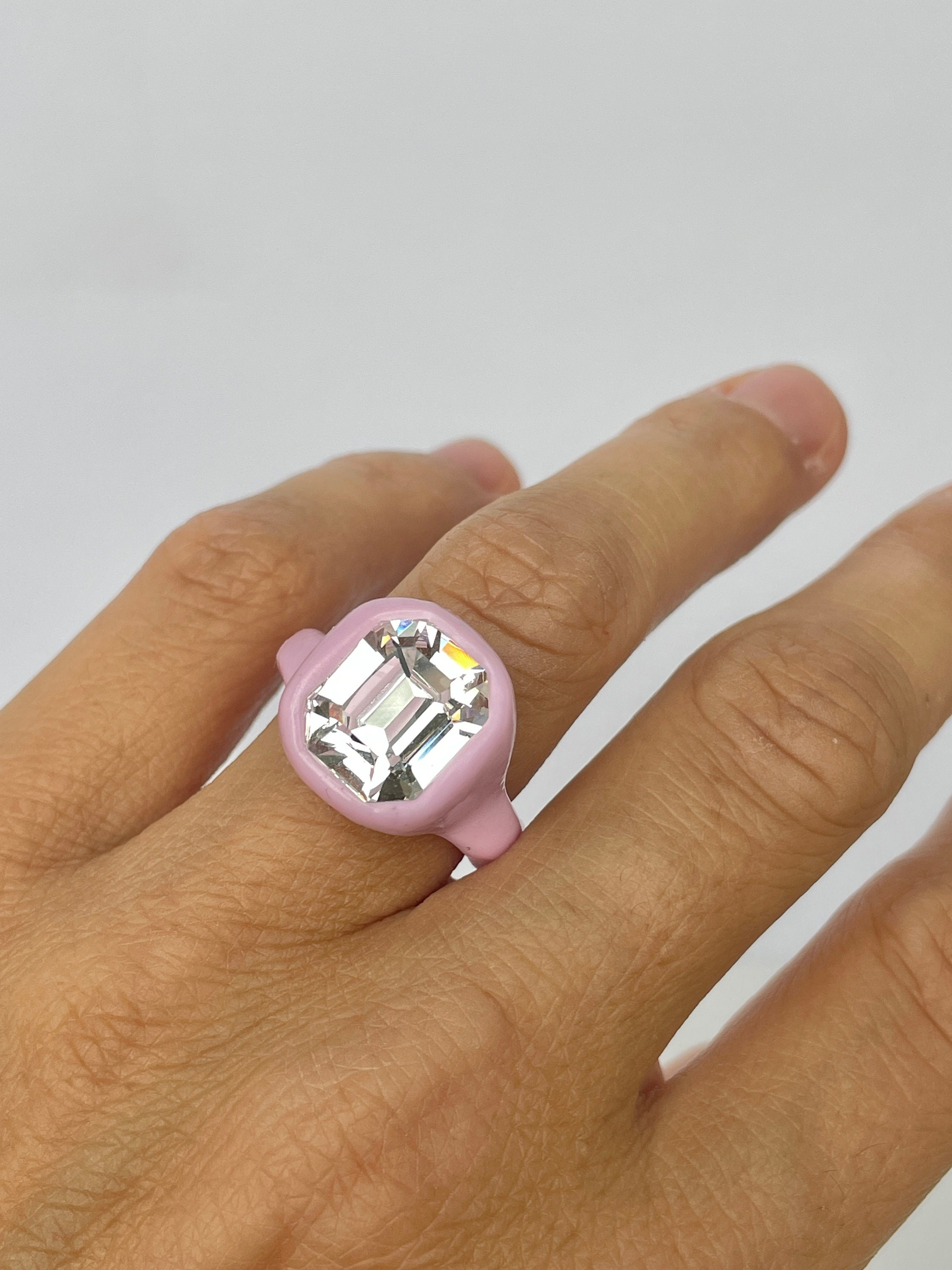 Soft Pastel Pink Bubble Gum Pink Chunky Statement Handcrafted Ring With ...