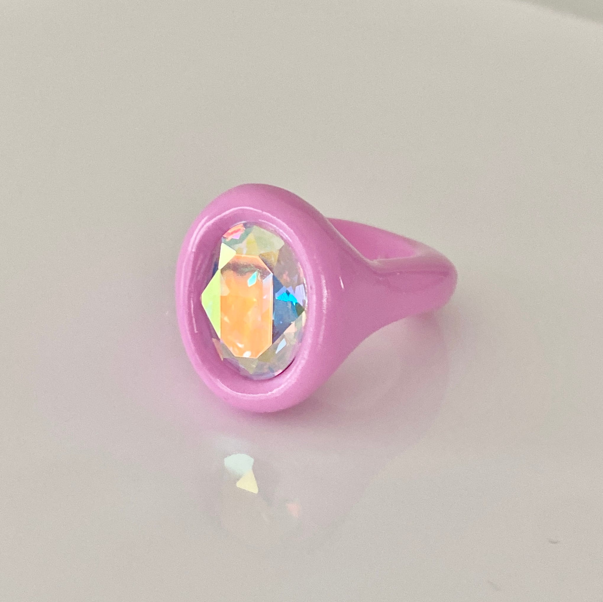 Bright Pink Bubblegum Unicorn Dreamy Pink Handcrafted Clay Ring With Premium Opalescent Crystal ...
