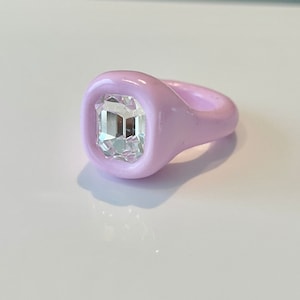 Soft Pastel Pink Bubble Gum Pink Chunky Statement Handcrafted Ring With ...