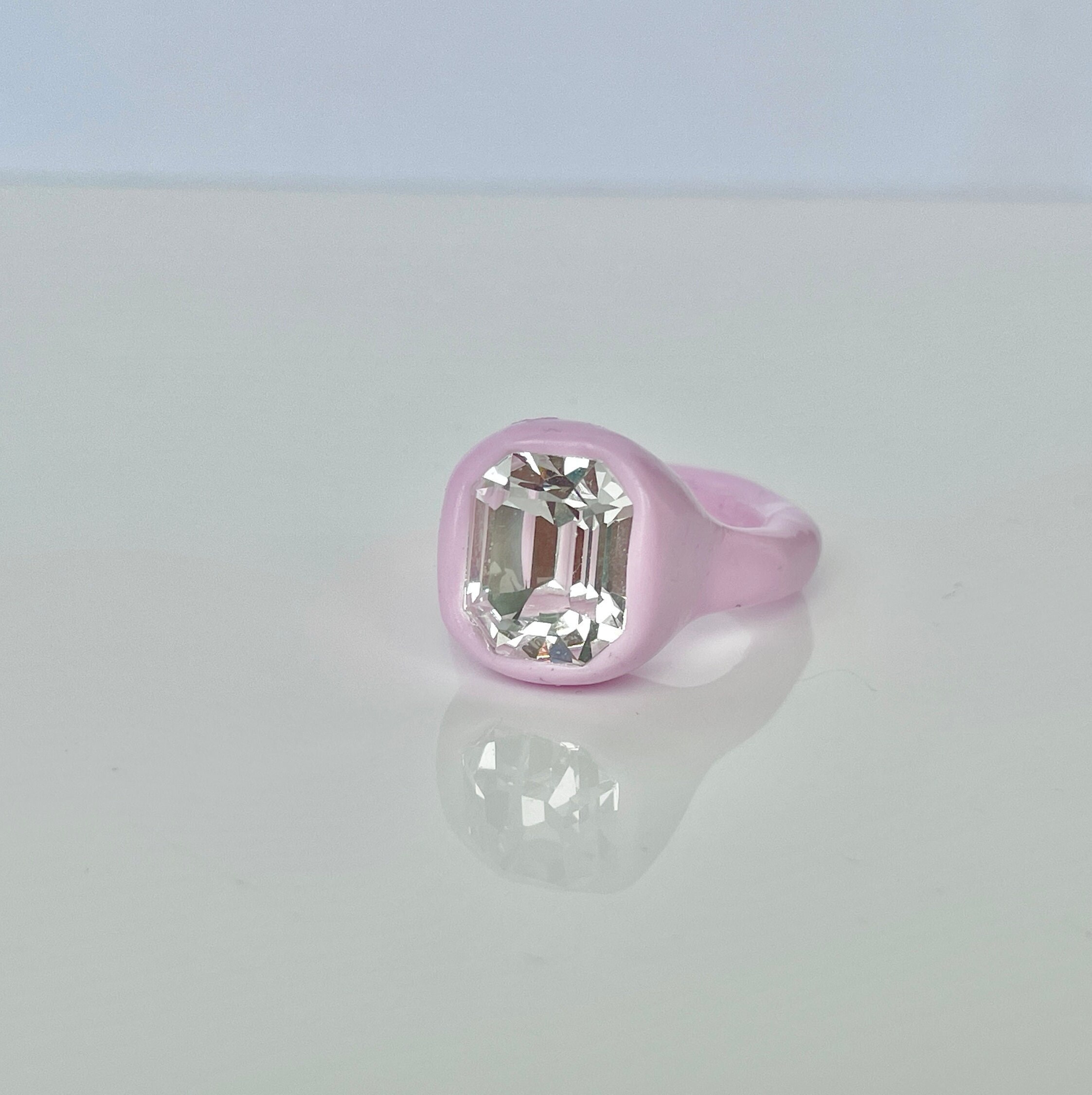 Soft Pastel Pink Bubble Gum Pink Chunky Statement Handcrafted Ring With ...