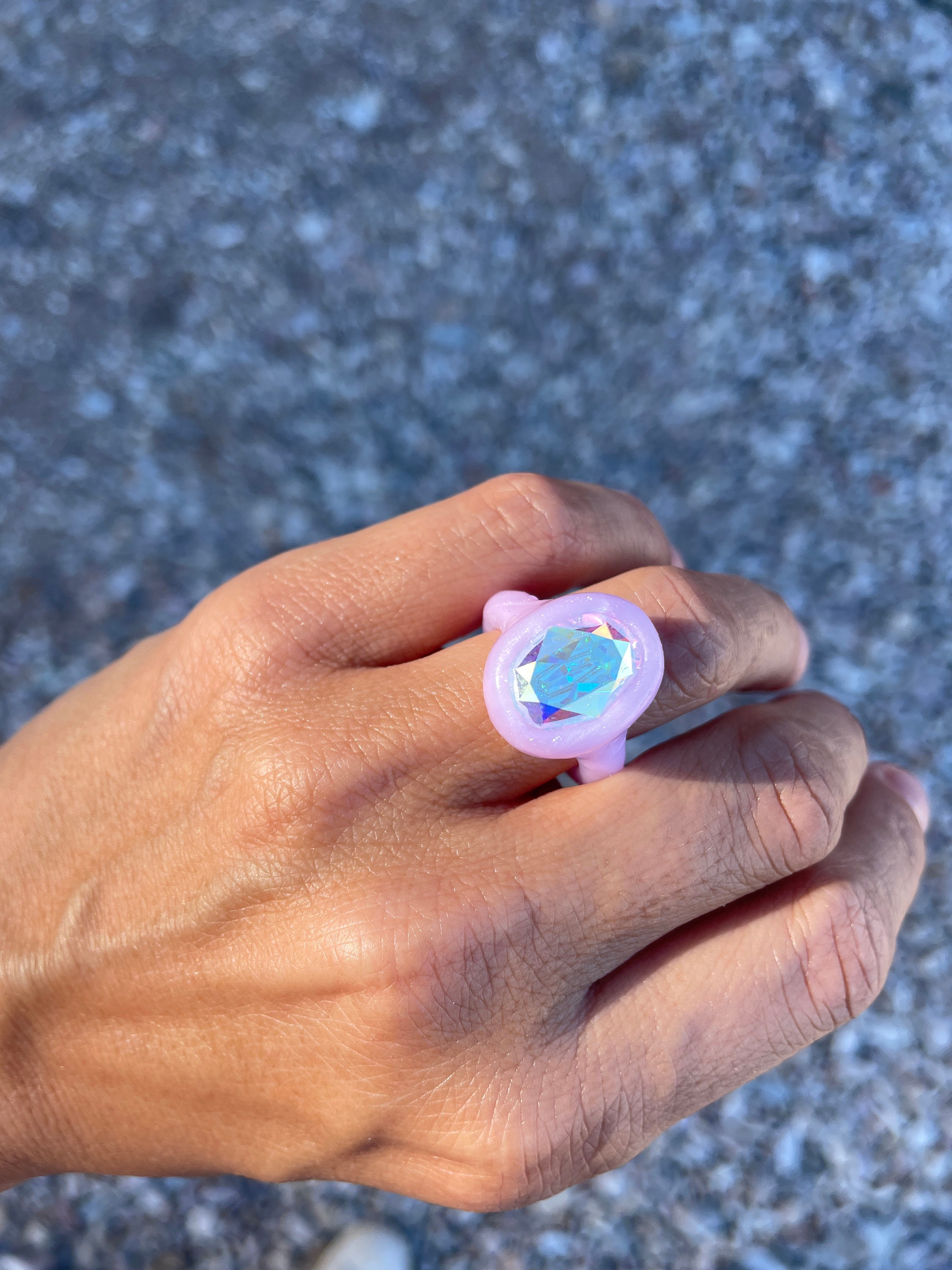 Soft Pink Bubblegum Unicorn Dreamy Pink Handcrafted Clay Ring With Opalescent Swarovski Crystal ...