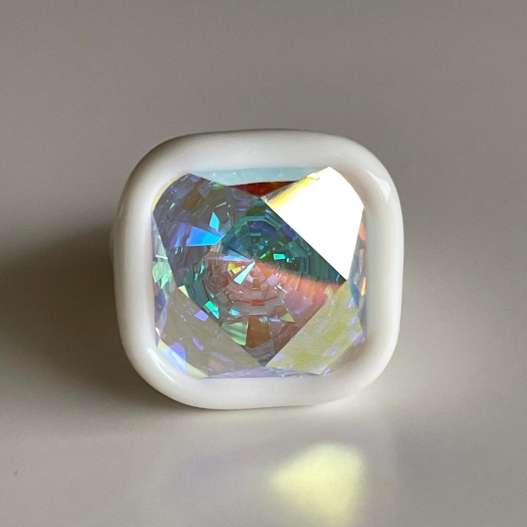 Big Chunky Stylish Statement Ring With 20mm Opalescent Swarovski ...