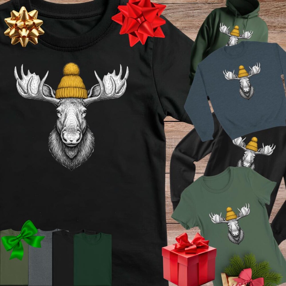 Winter Moose | Goofy Moose With a Beanie | Christmas Moose - Etsy