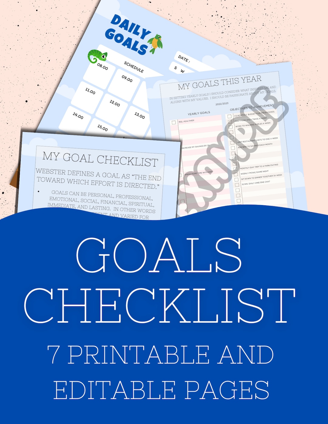 My Goals Checklist. Yearly, Monthly, Weekly, and Daily Goals Checklist ...