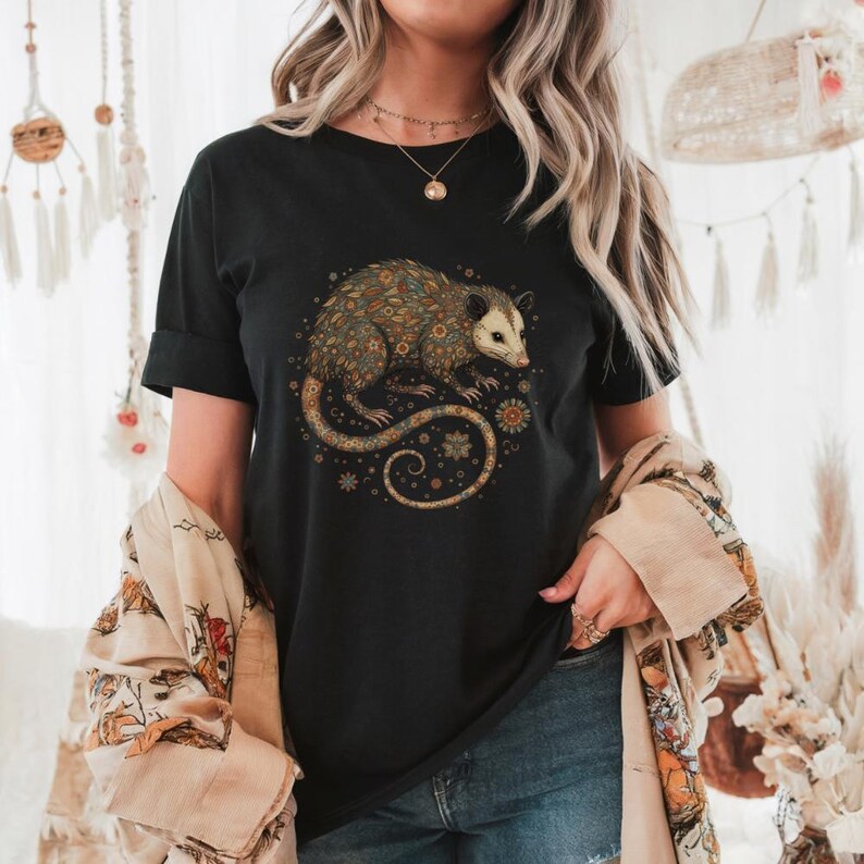 Opossum Tee Woodland Animal Illustration Shirt Nature Graphic Wildlife ...