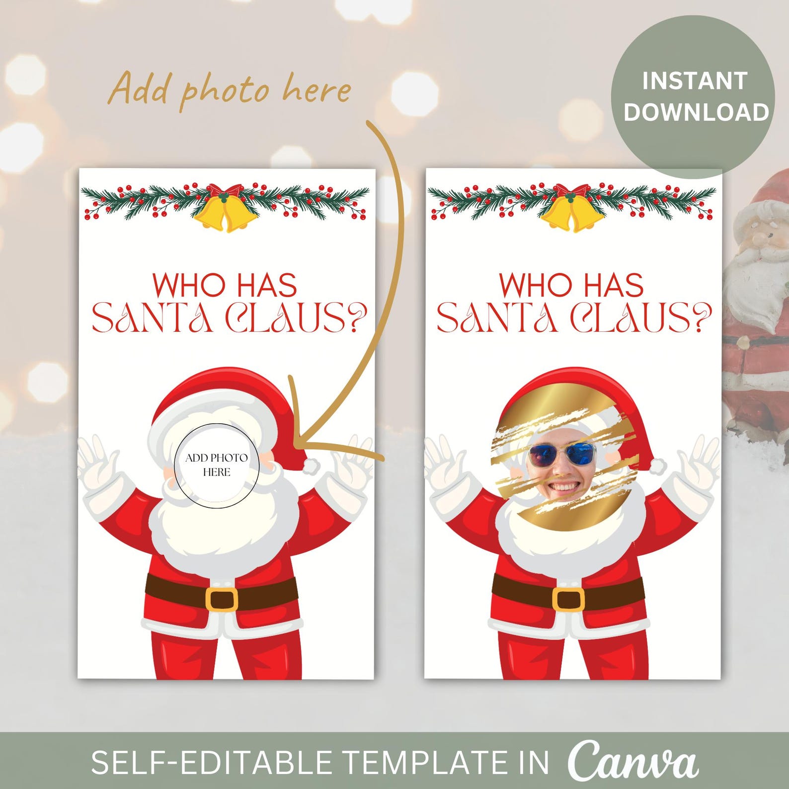 Editable Celebrity Who Has Santa Claus Game Scratch off Card Christmas ...