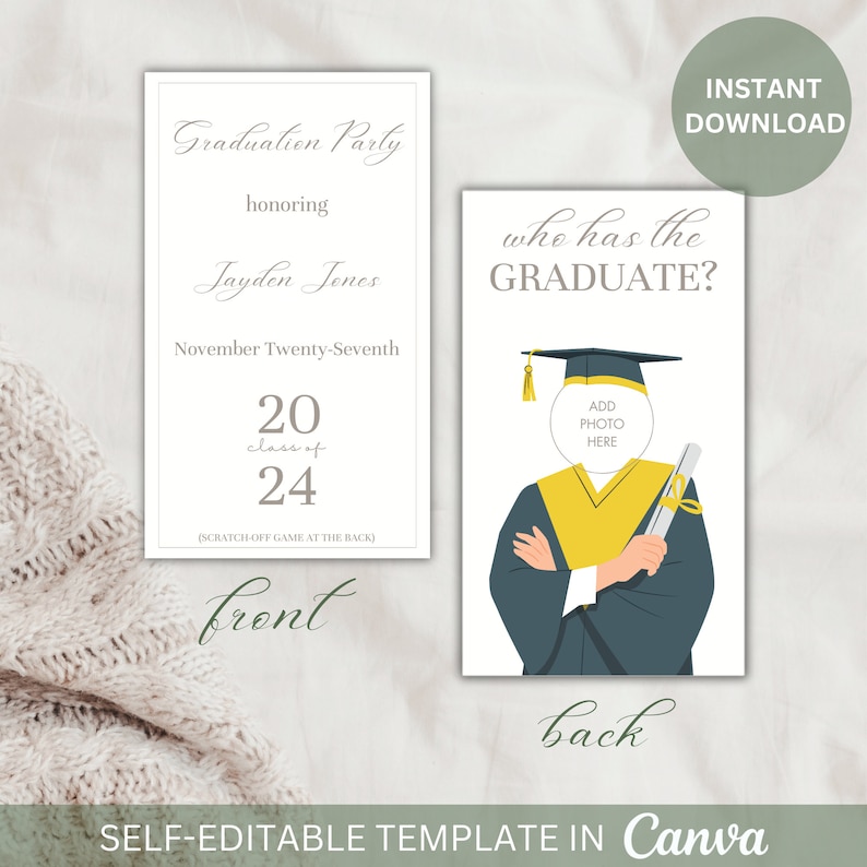 Editable Graduation Party Game: Who Has the Graduate? Scratch off ...