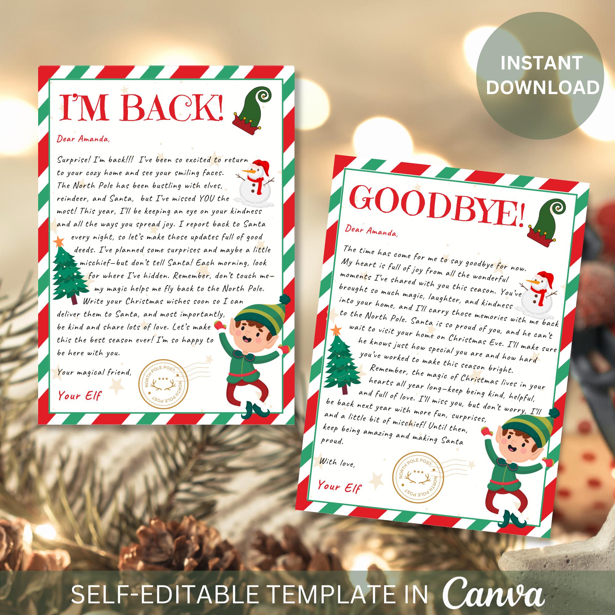 Editable Elf Arrival & Goodbye Letter Template (digital Download) - Etsy