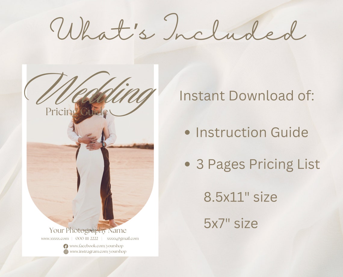 Editable Wedding Photography Pricing Template Photographer Price Guide Wedding Pricing Guide ...
