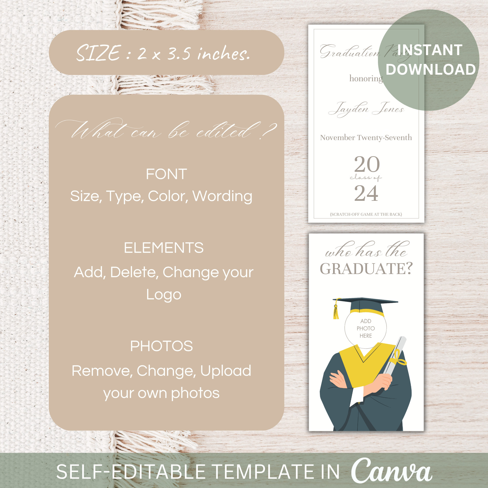 Editable Graduation Party Game: Who Has the Graduate? Scratch off ...