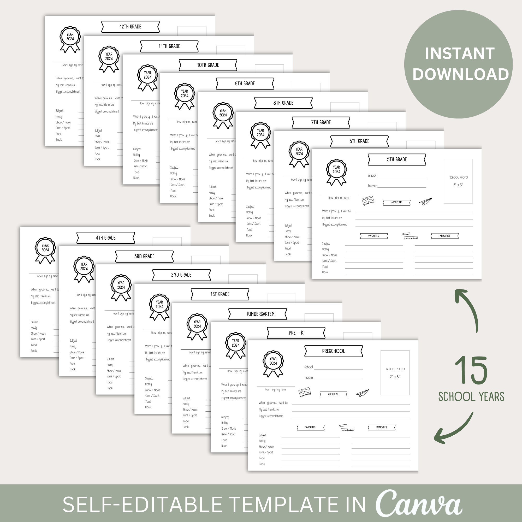 Editable School Memory Page School Memory Book Printable Childhood ...