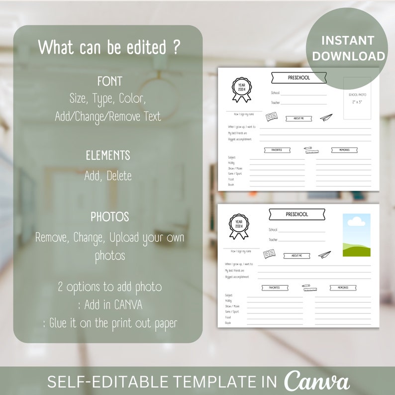 Editable School Memory Page School Memory Box Sheet Questionnaire ...