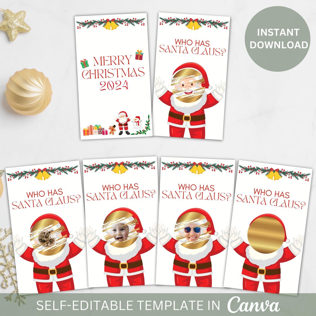 Editable Celebrity Who Has Santa Claus Game Scratch off Card Christmas ...
