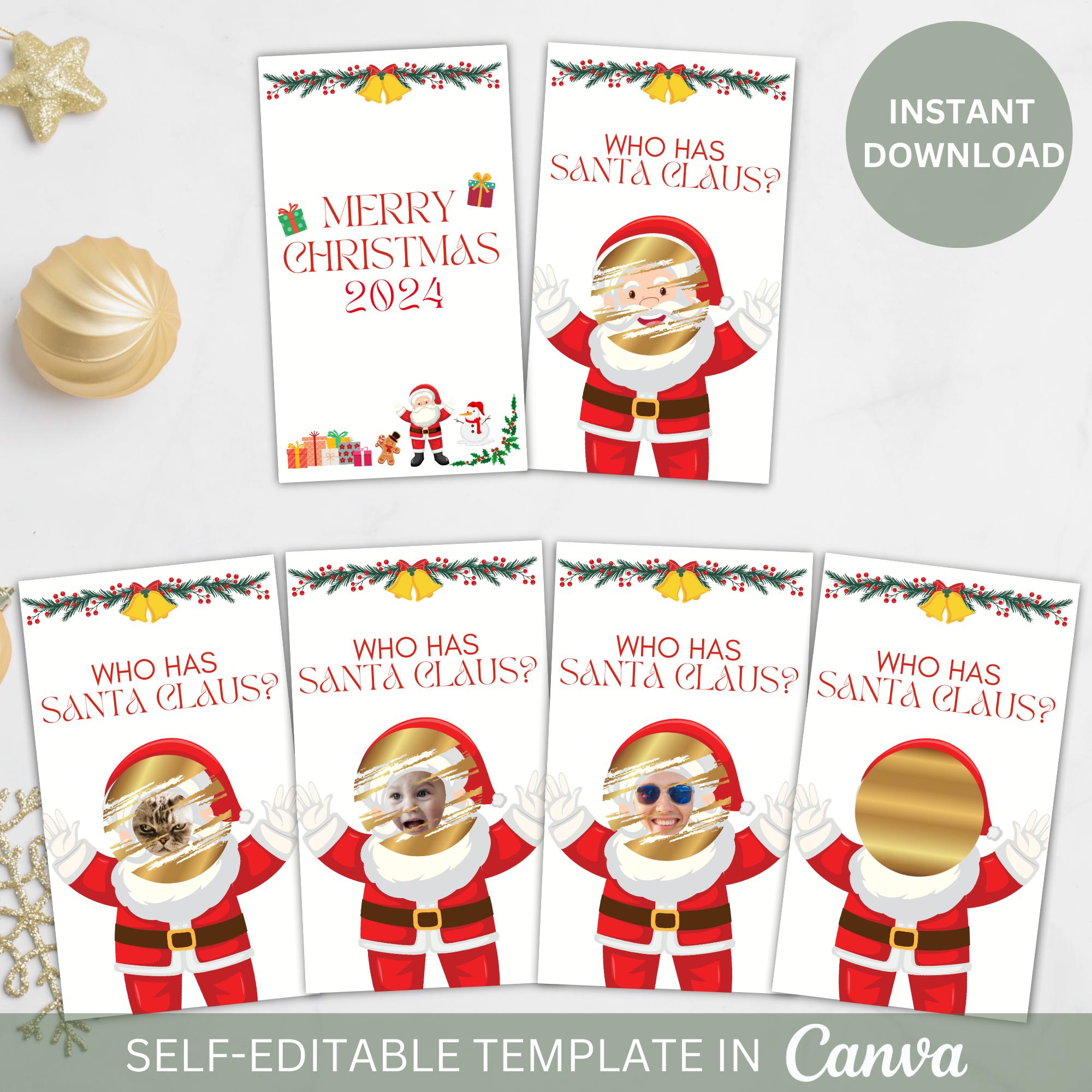 Editable Celebrity Who Has Santa Claus Game Scratch off Card Christmas ...