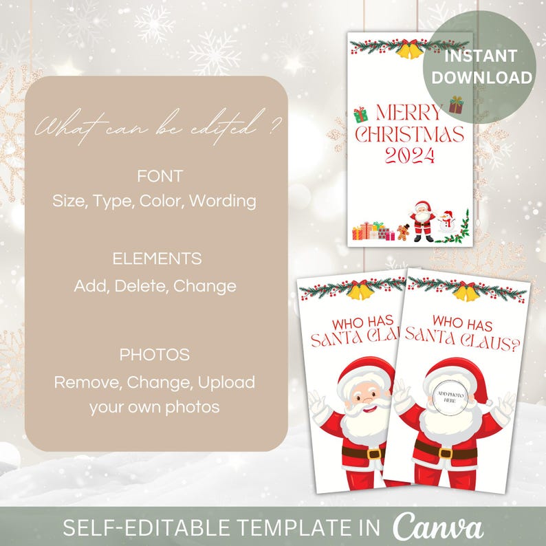 Editable Celebrity Who Has Santa Claus Game Scratch off Card Christmas ...