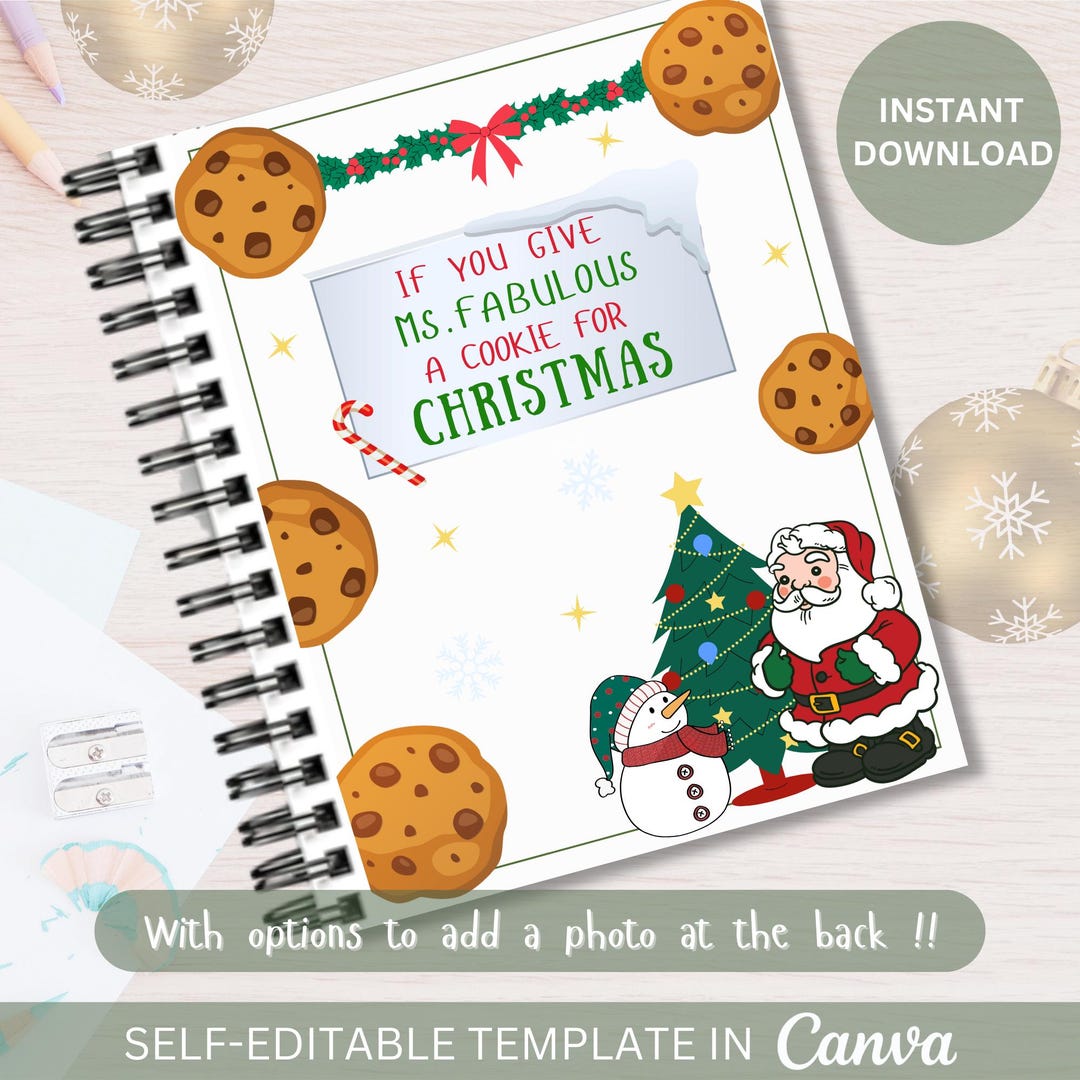 Editable DIY If You Give Your Teacher A Cookie for Christmas Teacher ...