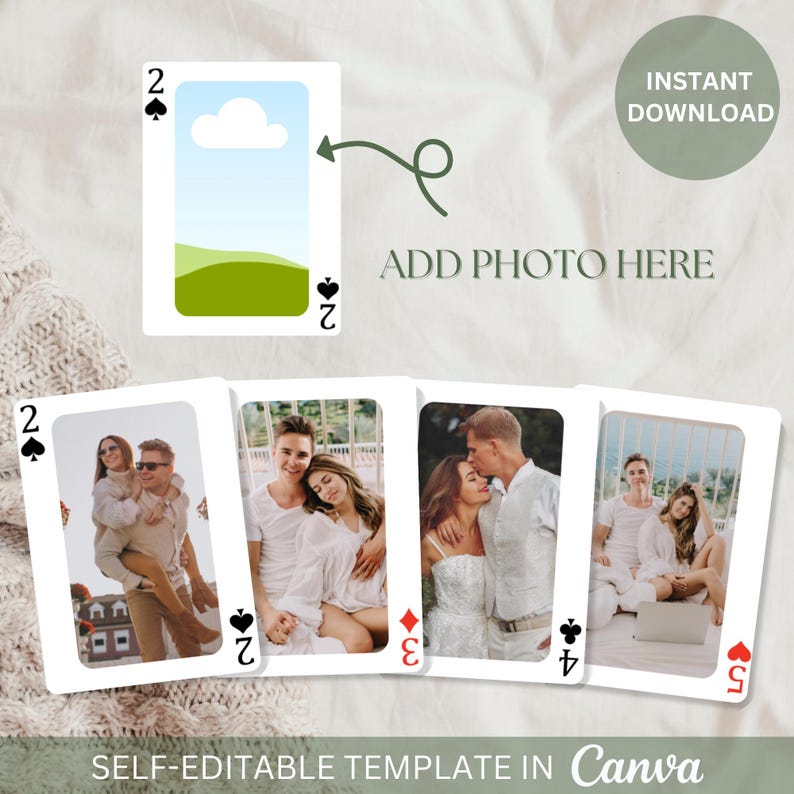 Editable Custom Photo Playing Card Deck With Box, Anniversary Gift ...