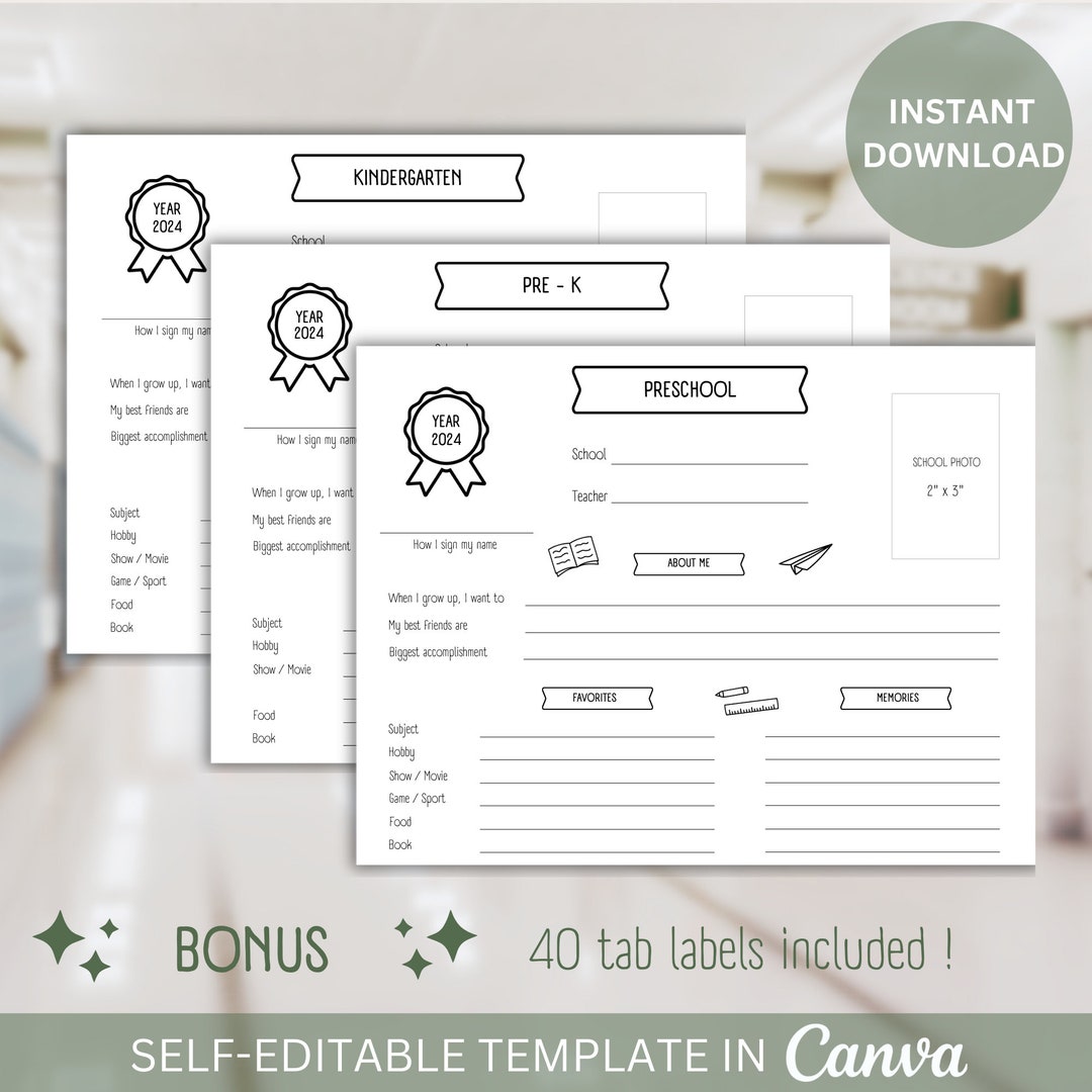 Editable School Memory Page School Memory Book Printable Childhood ...