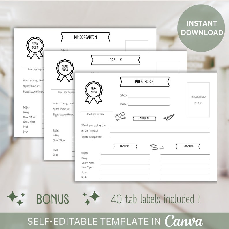 Editable School Memory Page School Memory Book Printable Childhood ...