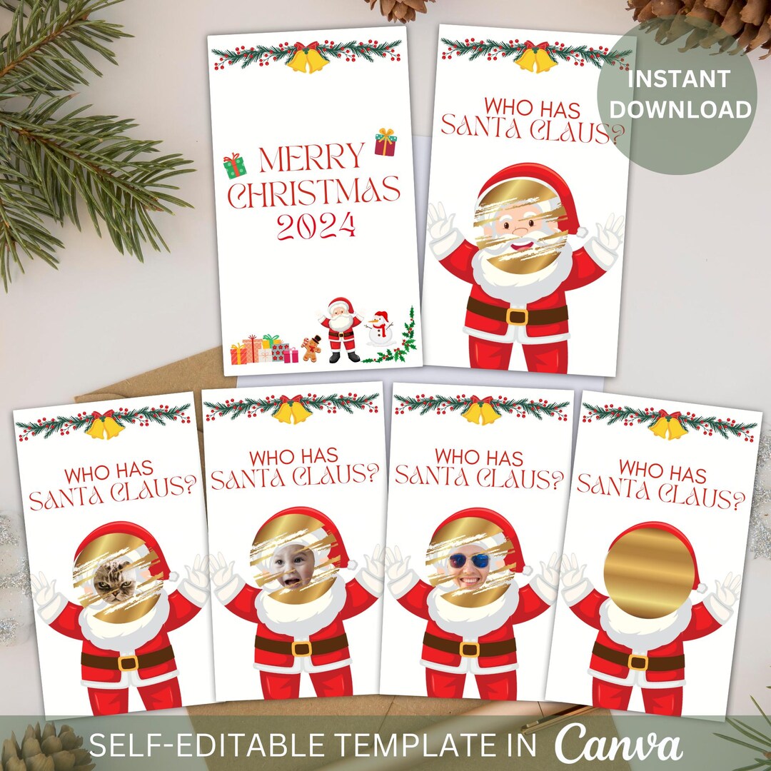 Editable Christmas Party Game: Who Has Santa Claus Scratch off Cards ...