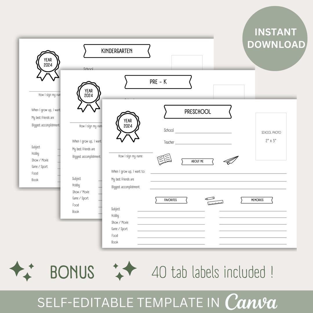 Editable School Memory Page School Memory Book Printable Childhood ...