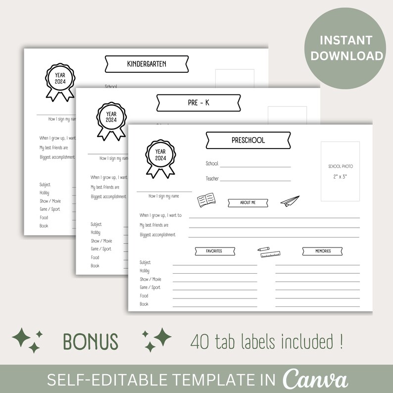 Editable School Memory Page School Memory Book Printable Childhood ...