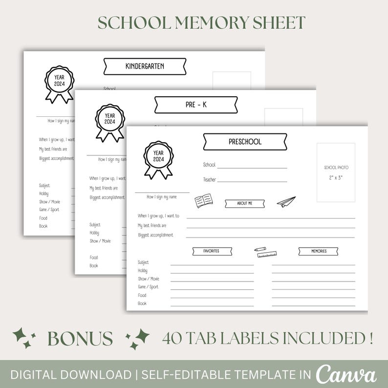 Editable School Memory Page School Memory Box Sheet Questionnaire ...