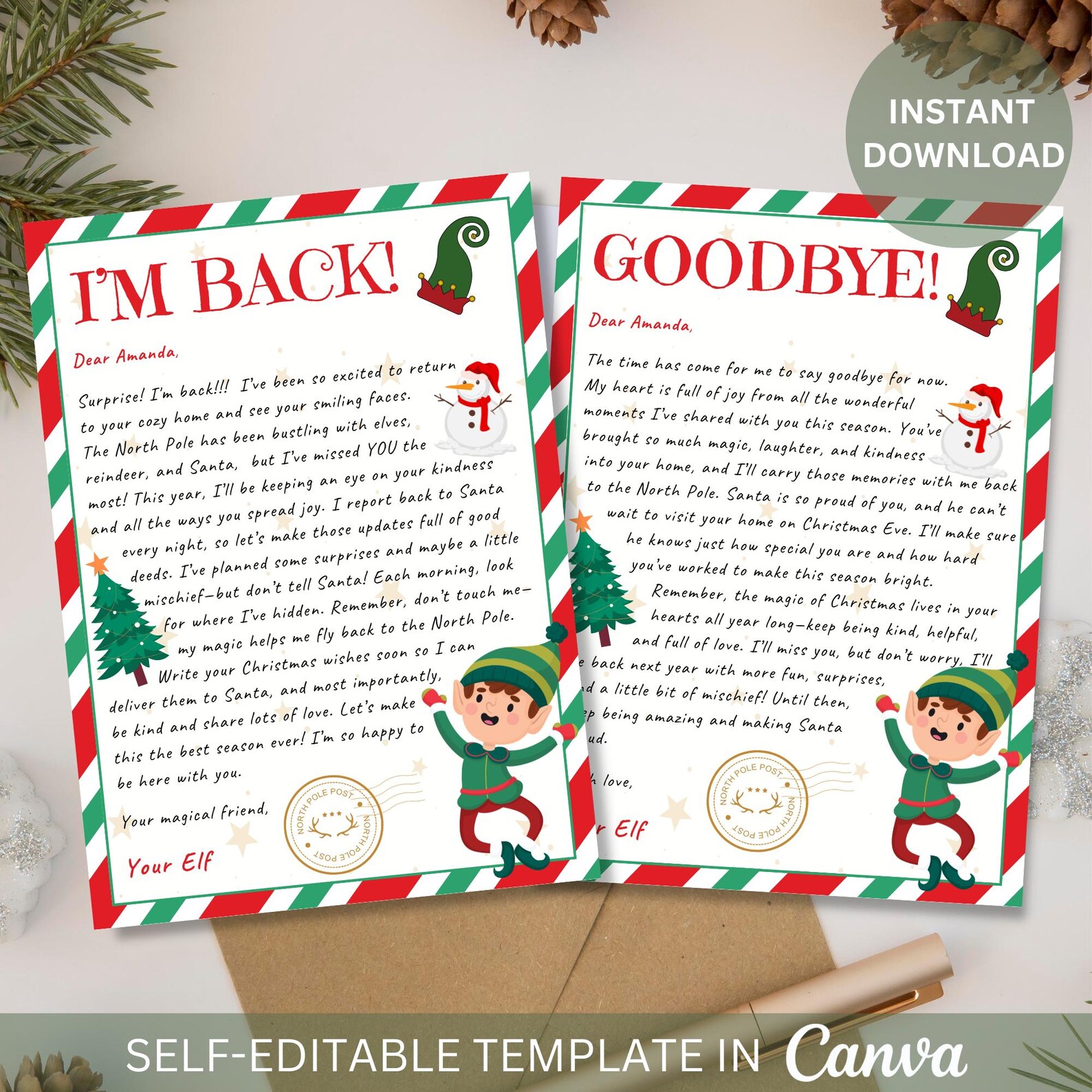Editable Elf Arrival Letter Goodbye Elf Letter Elf Im Back Christmas ...