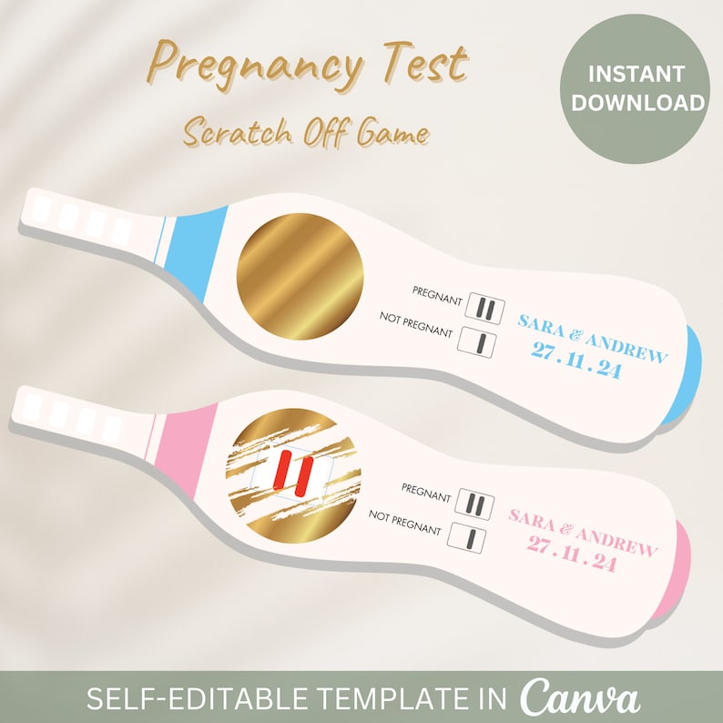 Editable Baby Shower Game Pregnancy Test Scratch off Baby Shower Game ...