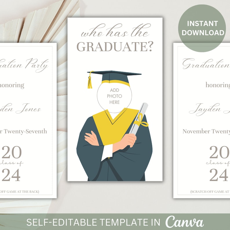 Editable Graduation Party Game: Who Has the Graduate? Scratch off ...