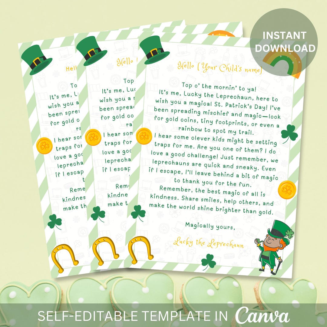 Editable St.patricks Day Leprechaun Letter Printable Leprechaun Trap ...