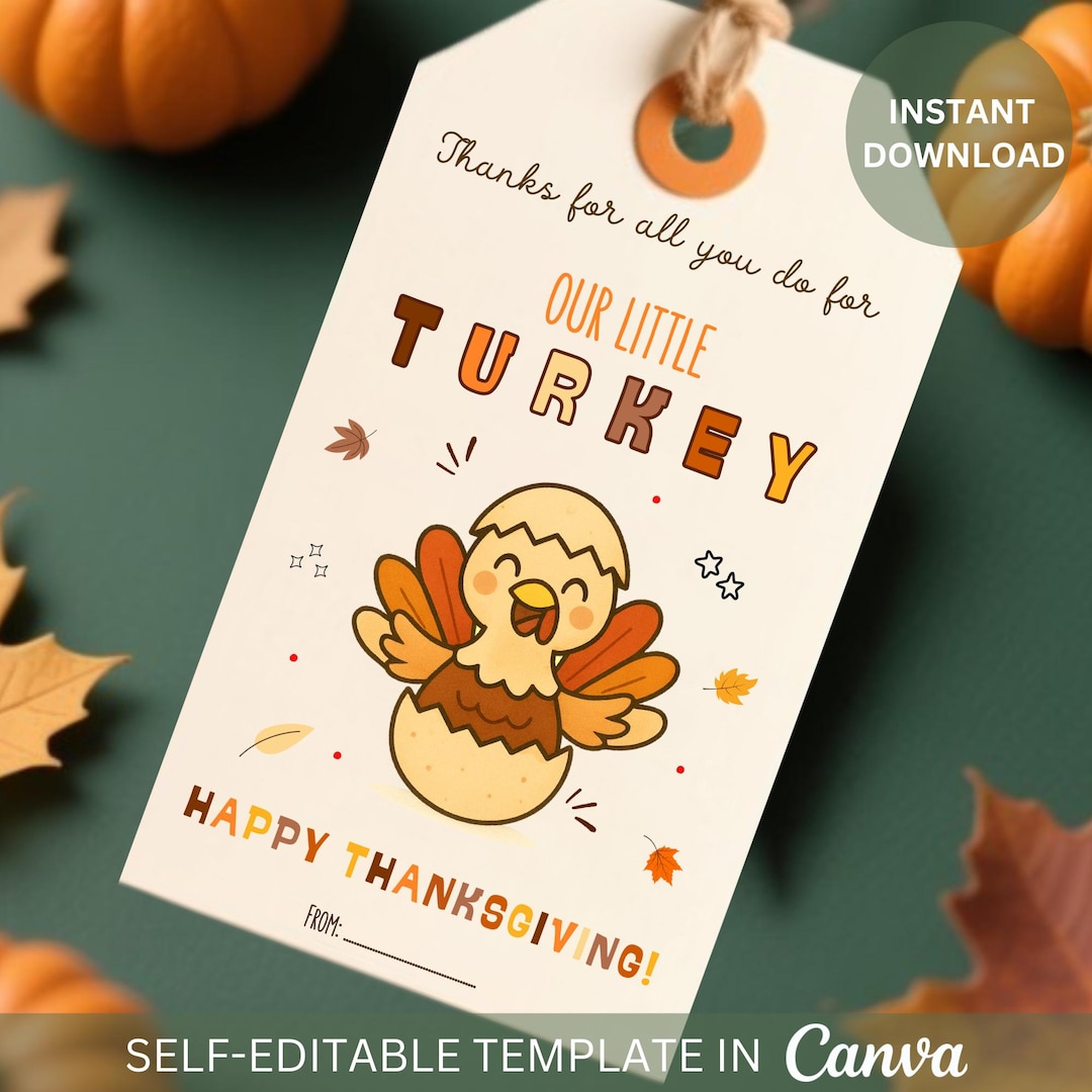 Editable Thanksgiving Gift Tag Thank You Teacher Printable Tag (digital ...