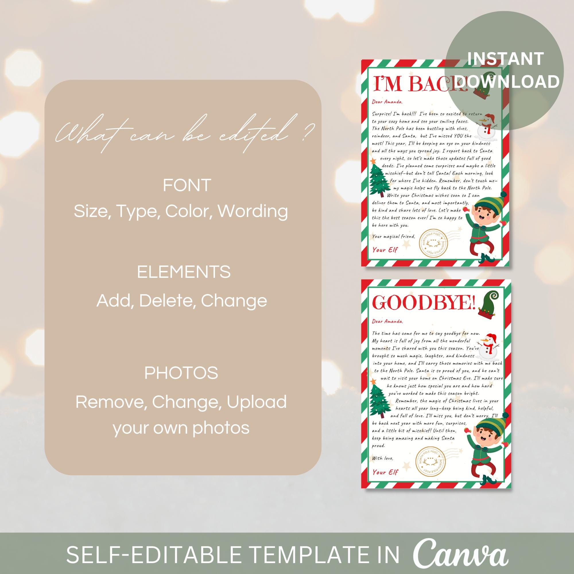 Editable Elf Arrival & Goodbye Letter Template (digital Download) - Etsy