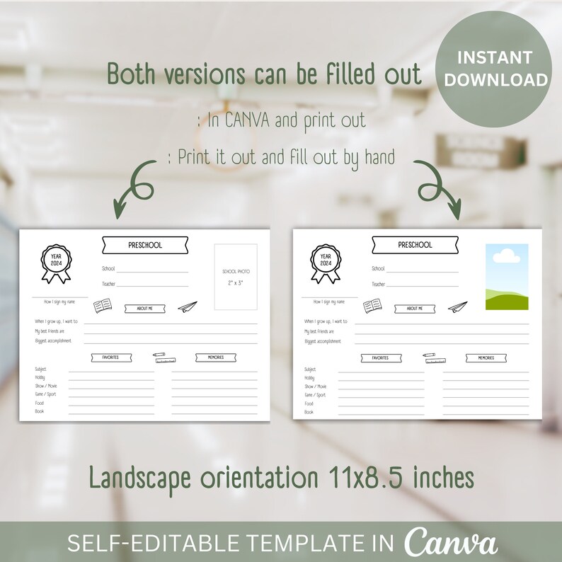 Editable School Memory Page School Memory Box Sheet Questionnaire ...