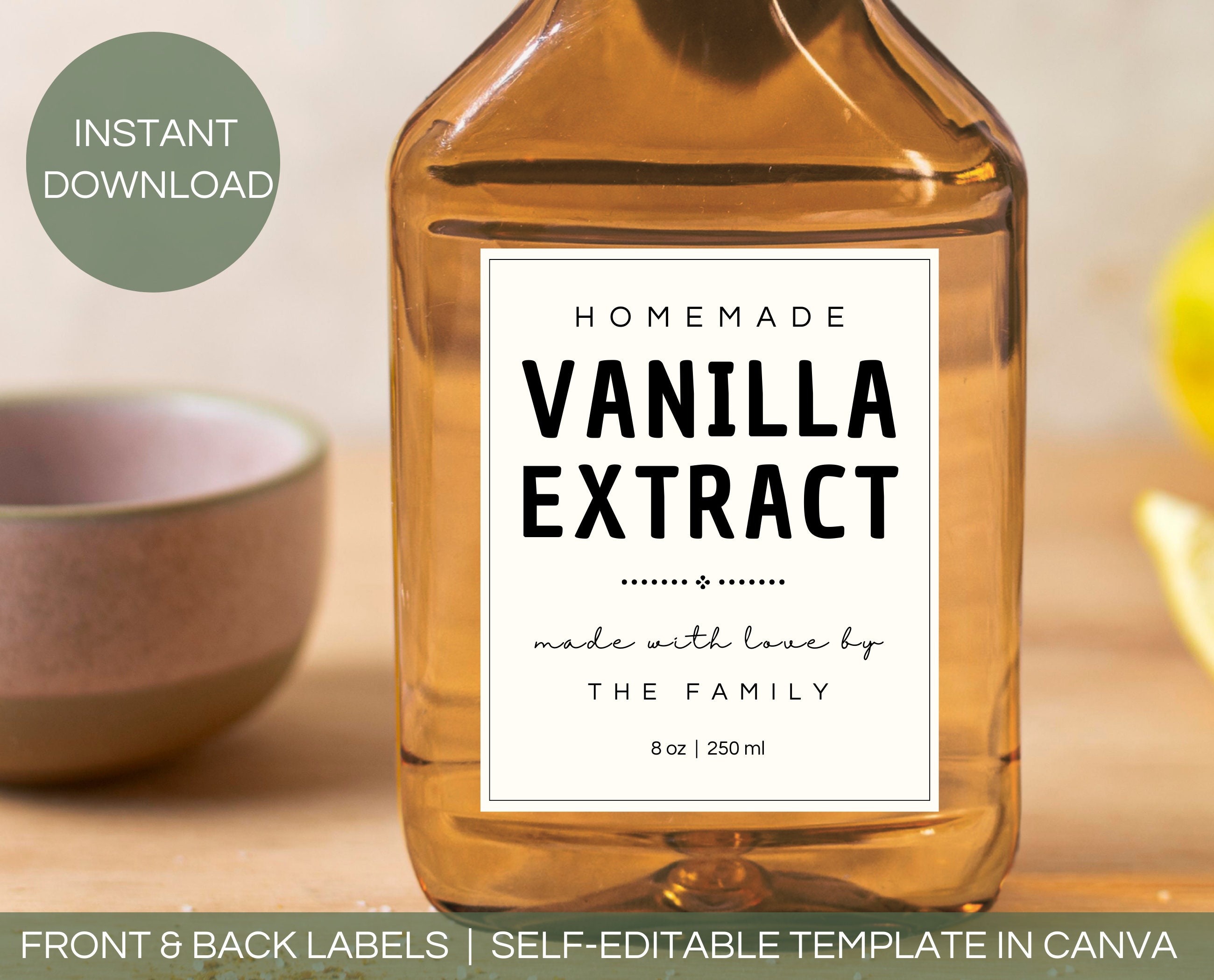 Editable Vanilla Extract Label Template: DIY Gift Label (digital ...